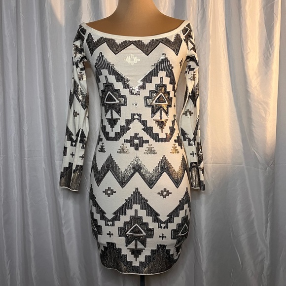 Express | Dresses | Express Aztec Sequin Embellished Mini Dress | Poshmark